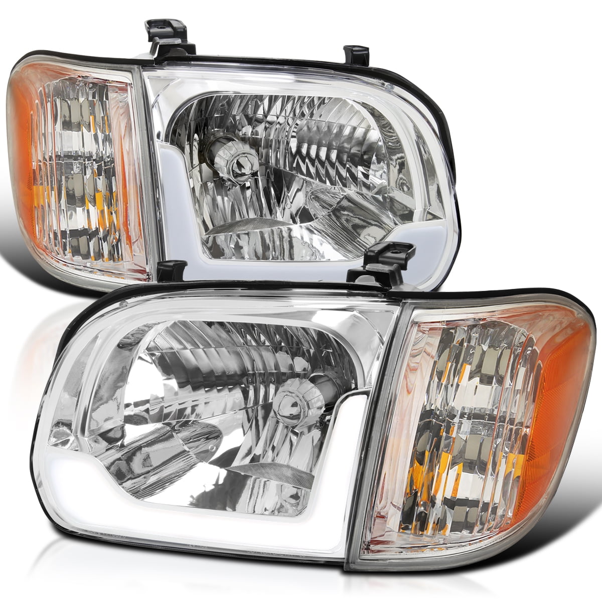 Spec-D Tuning Chrome LED Tube Headlights + Corner Lights Compatible ...