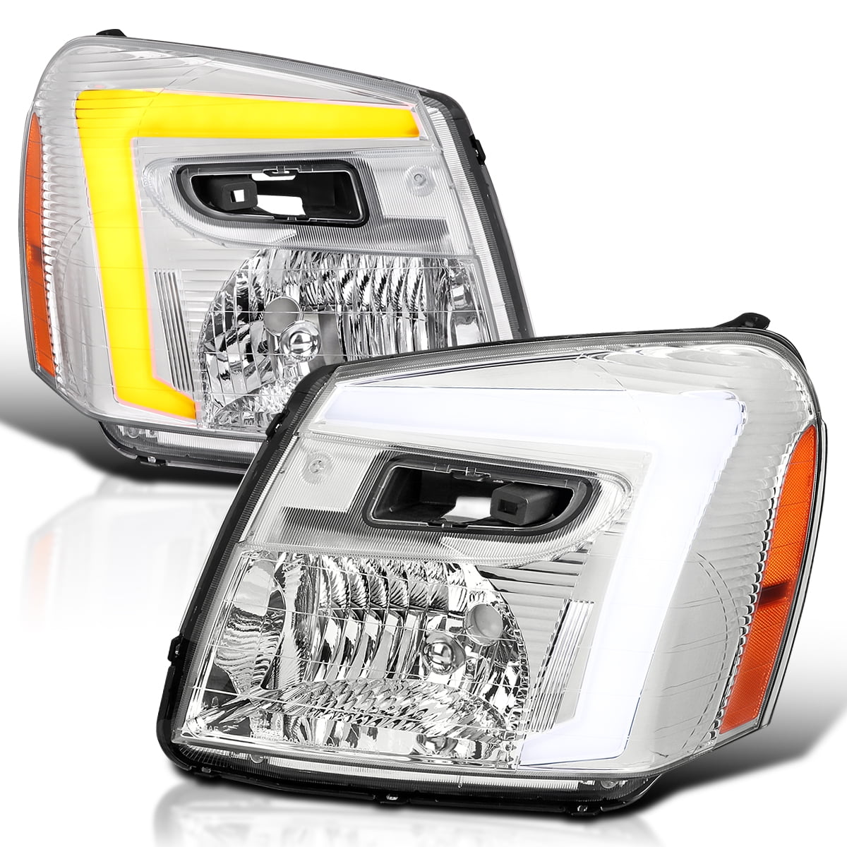 Spec-D Tuning Chrome LED Tube Headlights w/ Sequential Turn Signal and ...