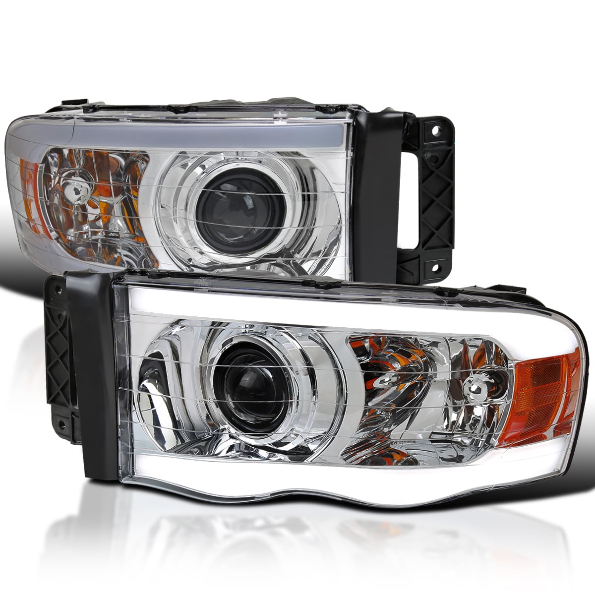 Spec-D Tuning Chrome LED Tube Projector Headlights Compatible with 2002 ...