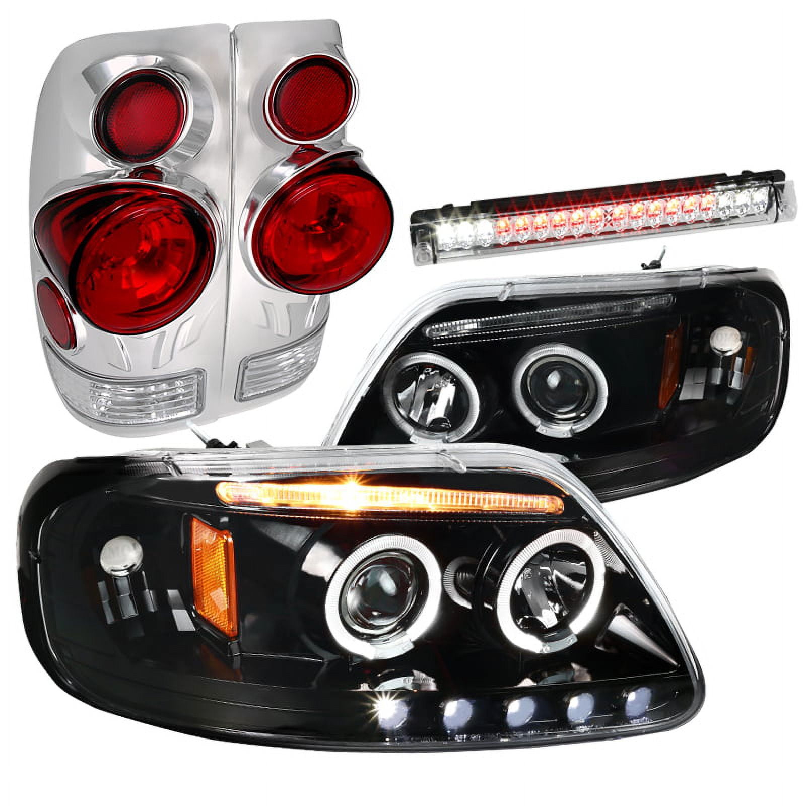 Spec-D Tuning Chrome Projector Halo Headlight + Running Daytime LED Fog ...