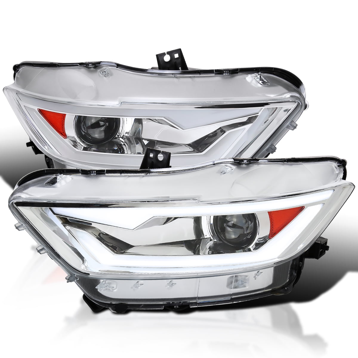 Spec-D Tuning Chrome Projector Headlights w/LED Bar and Startup ...