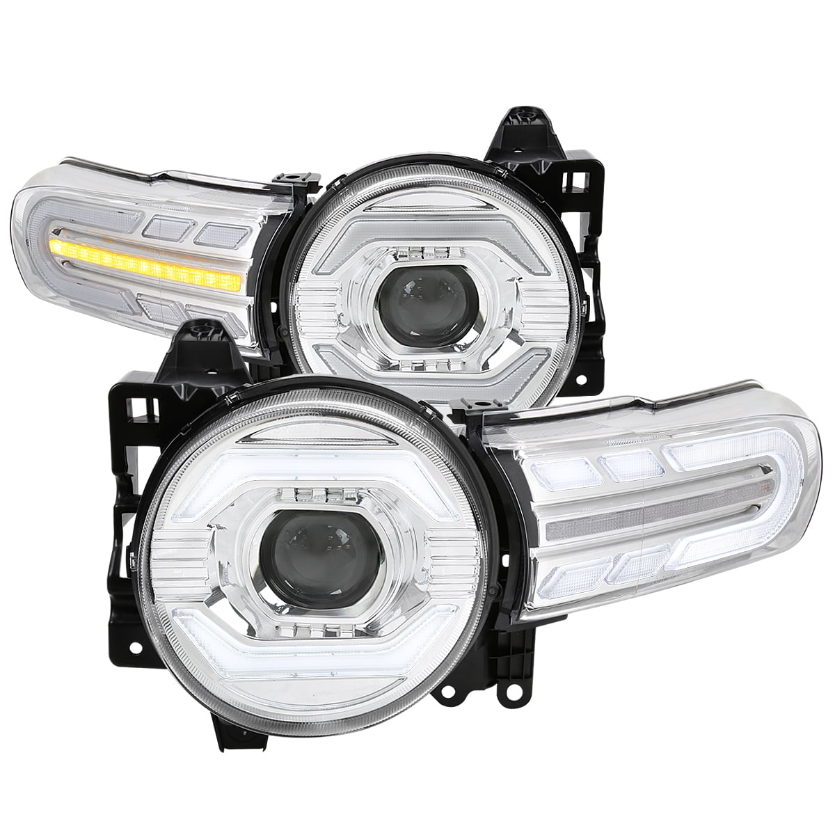 Spec-D Tuning Chrome Projector Headlights w/ LED Sequential Turn ...