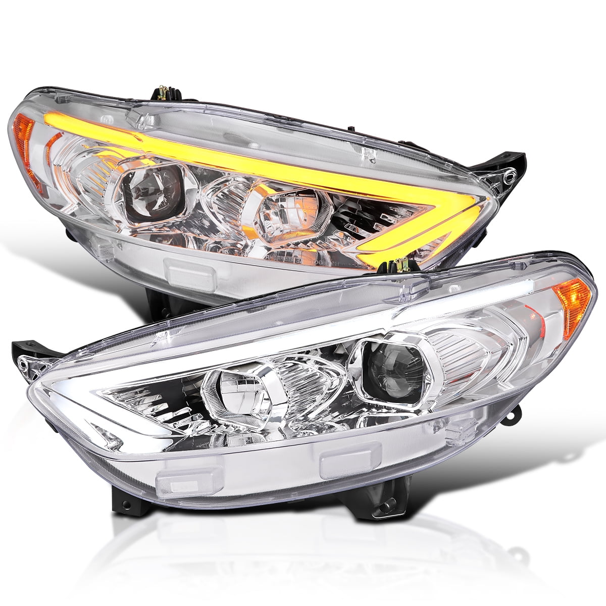 Spec-D Tuning Chrome Projector Headlights w/ Sequential Switchback LED ...