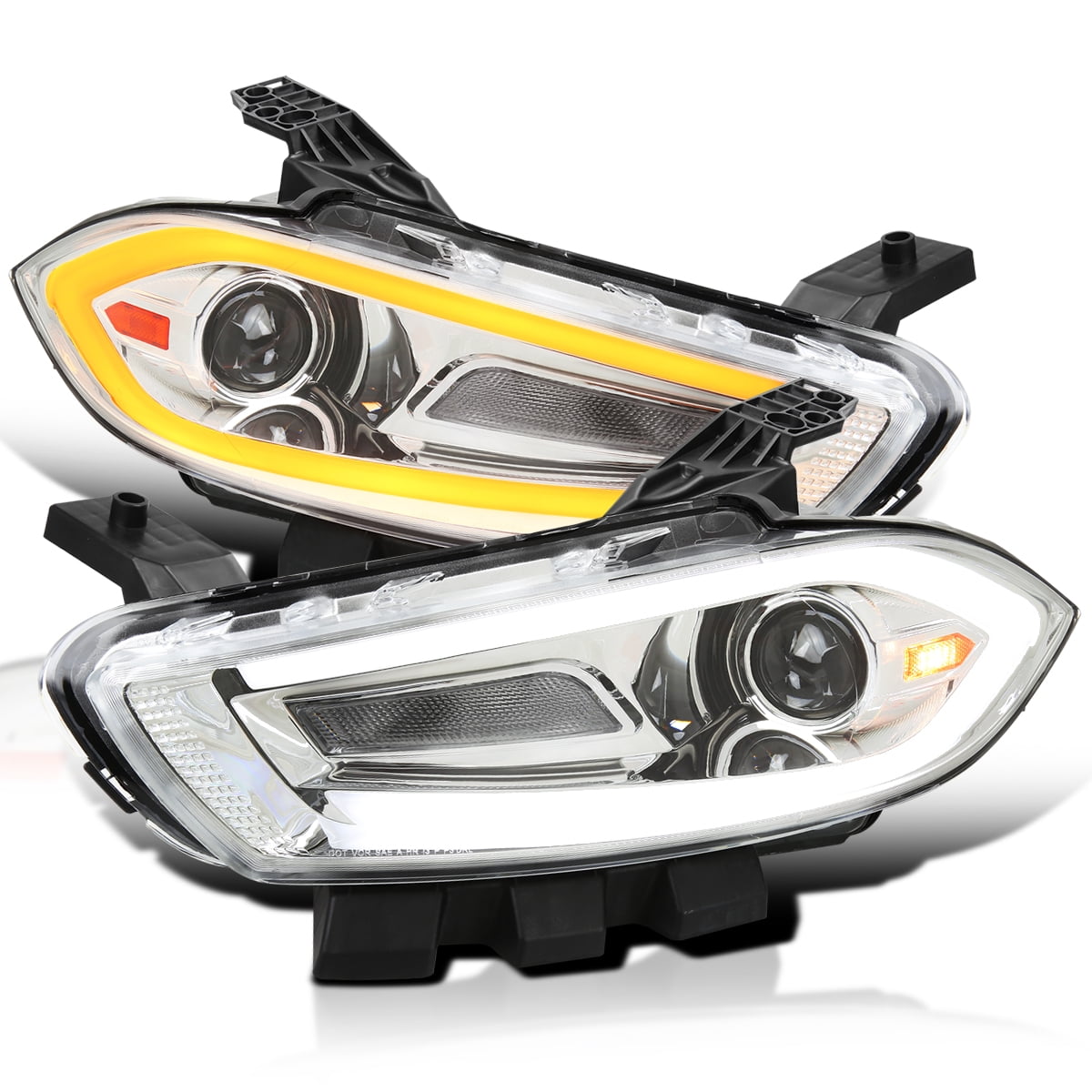Spec-D Tuning Chrome Projector Headlights w/ Switchback Sequential LED ...