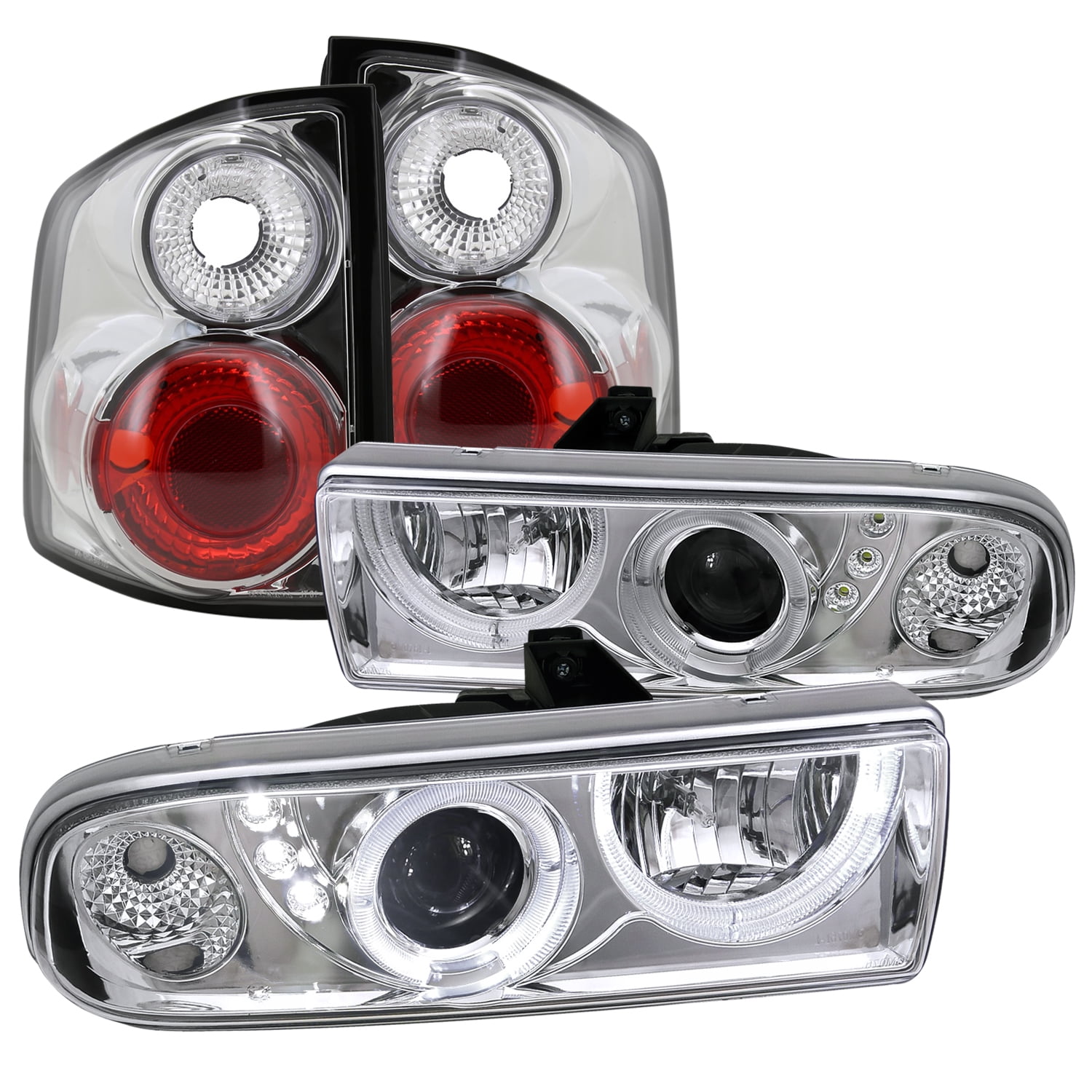 Spec-D Tuning Chrome Projector SMD LED Headlights + Tail Lamps ...