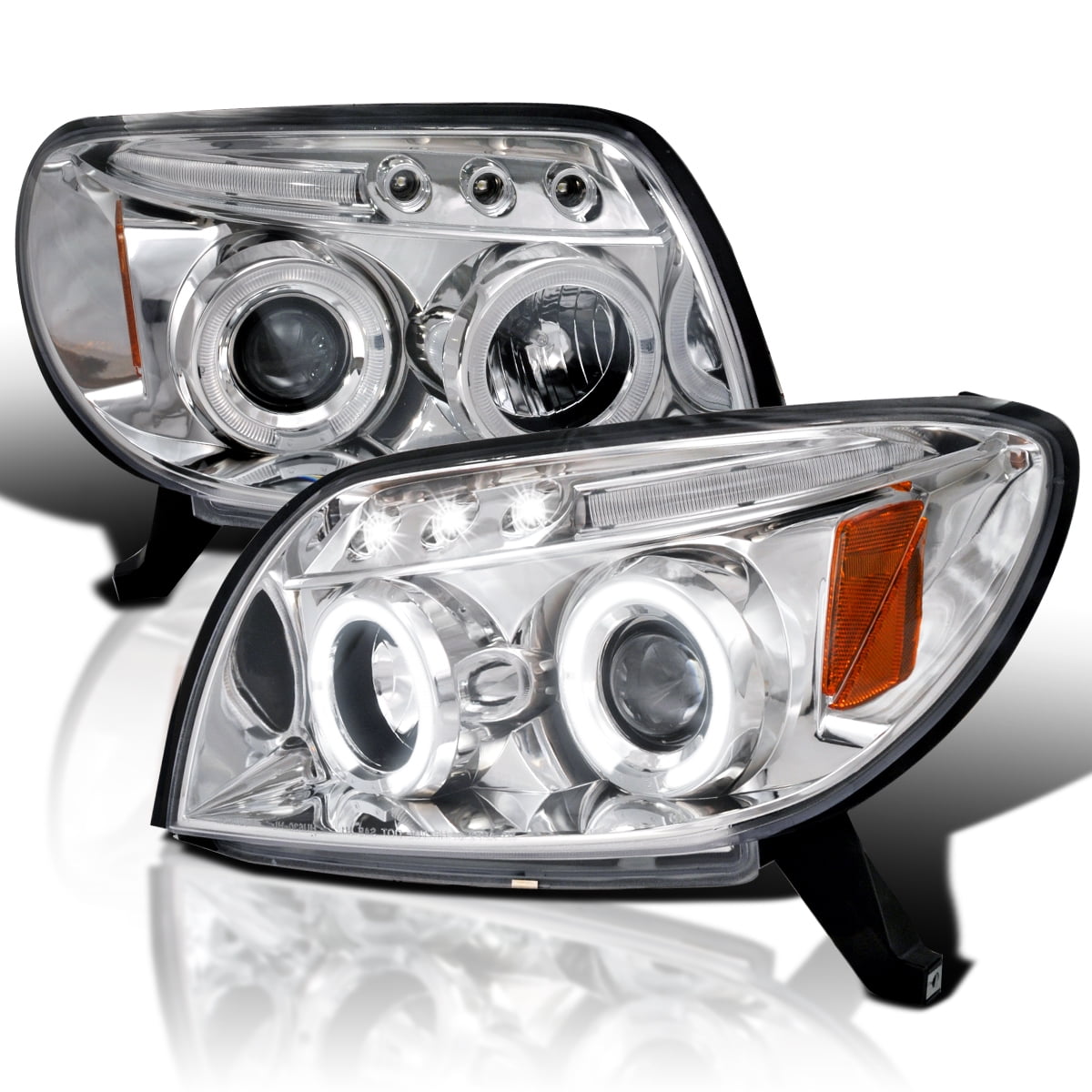 Spec-D Tuning Halo LED Chrome Housing Clear Lens Projector Headlights ...