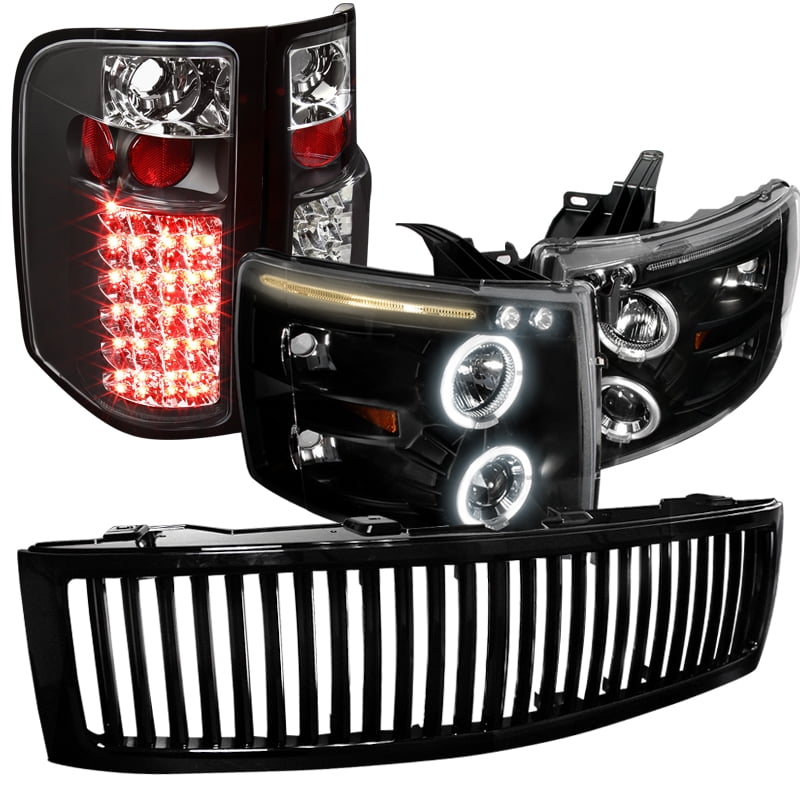 Spec-D Tuning Compatible with 2007-2013 Chevy Silverado 1500 Black LED Halo Headlights Altezza ...
