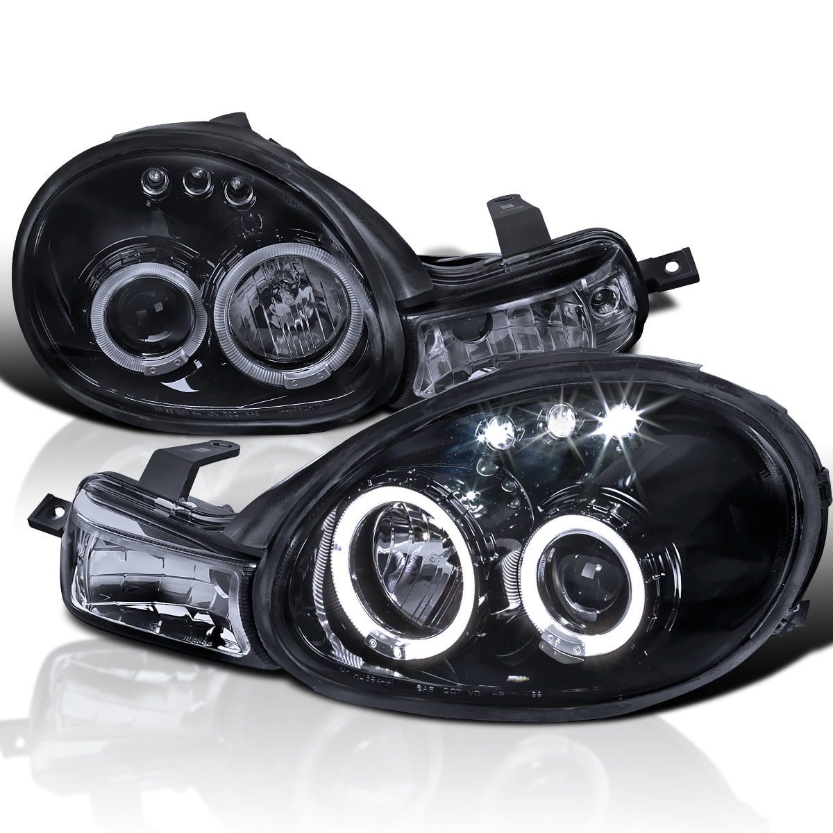 Spec-D Tuning Dual Halo LED Glossy Black Housing Smoke Lens Projector ...