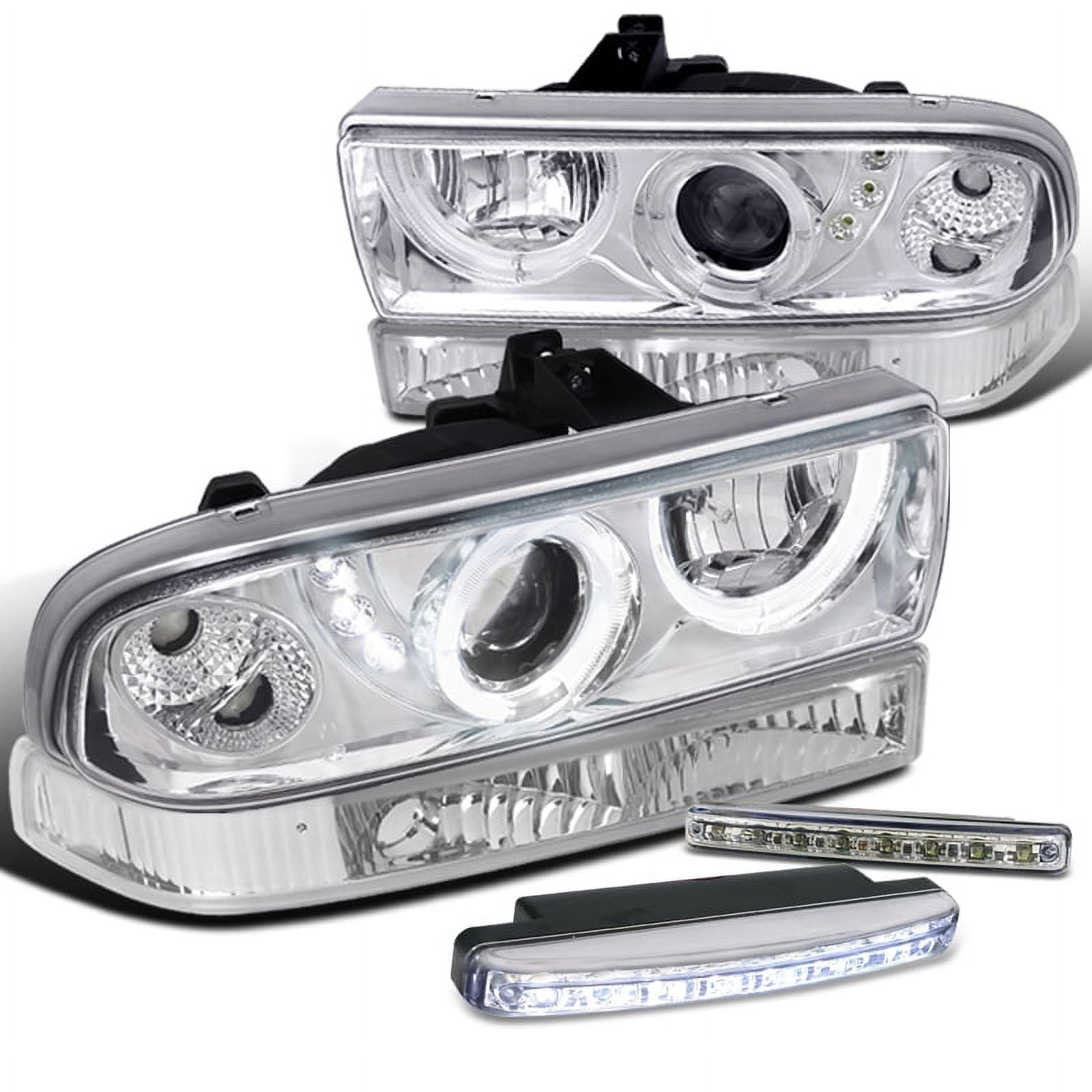 Spec-D Tuning Dual Halo LED Projector Clear Headlights + 8-LED Fog ...