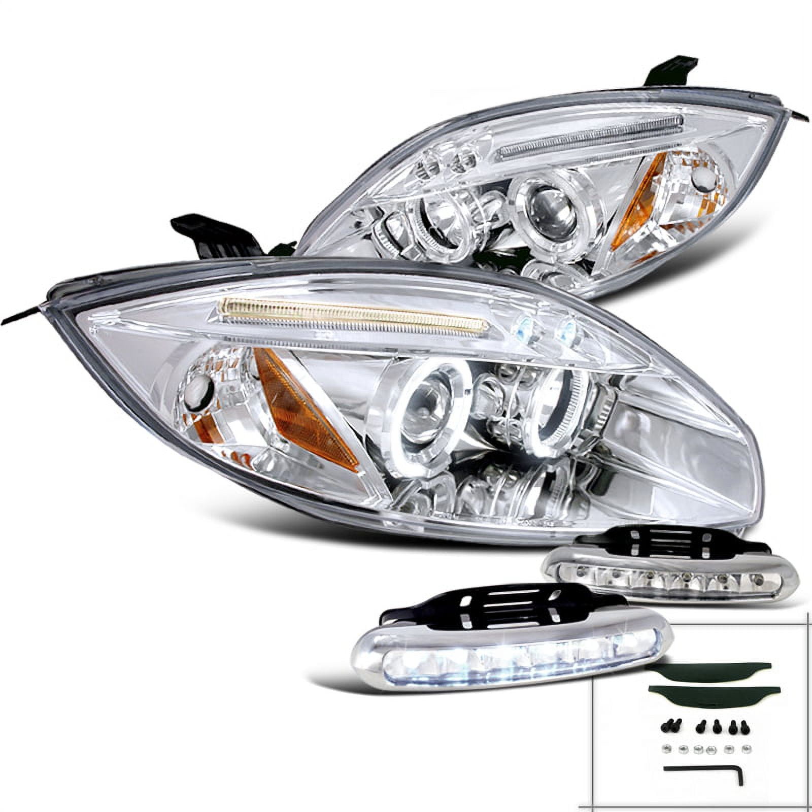 Spec-D Tuning Dual Halo LED Projector Headlights Chrome + LED Bumper ...