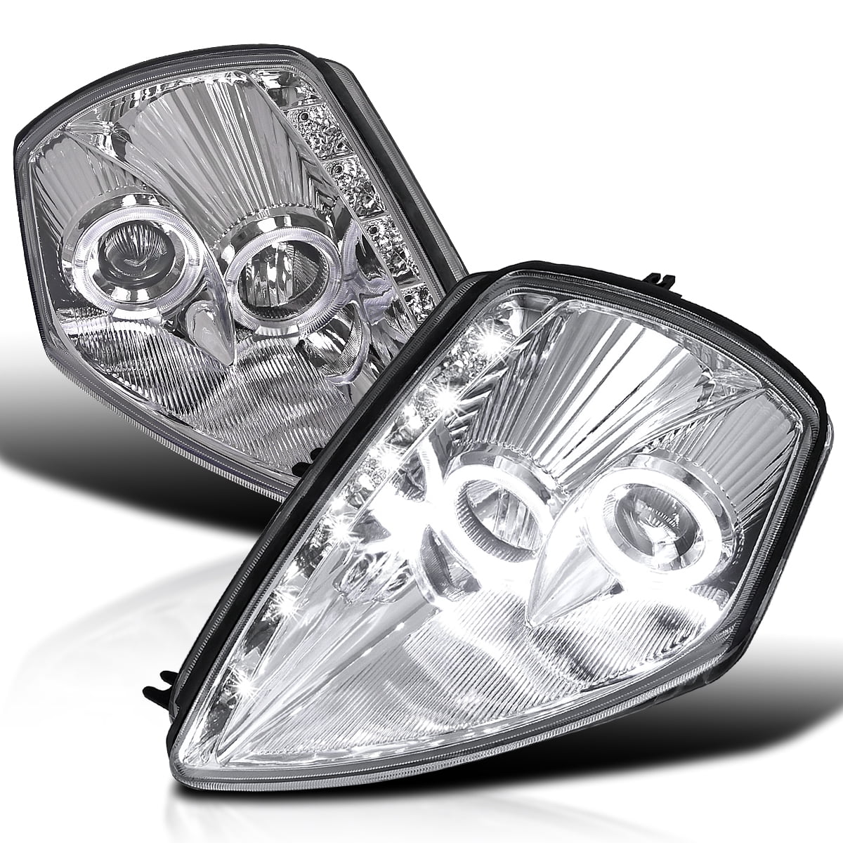 Spec-D Tuning Dual Halo LED Strip Chrome Projector Headlights ...