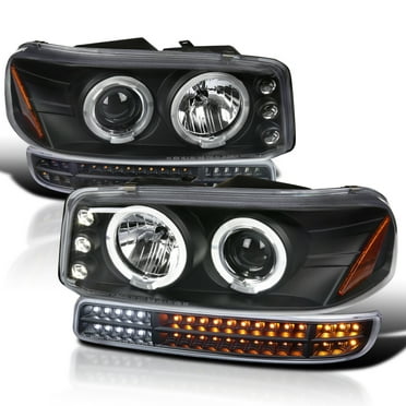 Spec-D Tuning Jet Black LED Halo Projector Headlights Compatible with ...