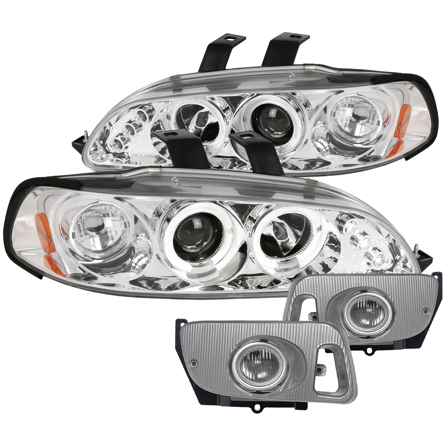 Spec-D Tuning Dual Halo Projector Headlights Black + H1 Xenon 6000K ...