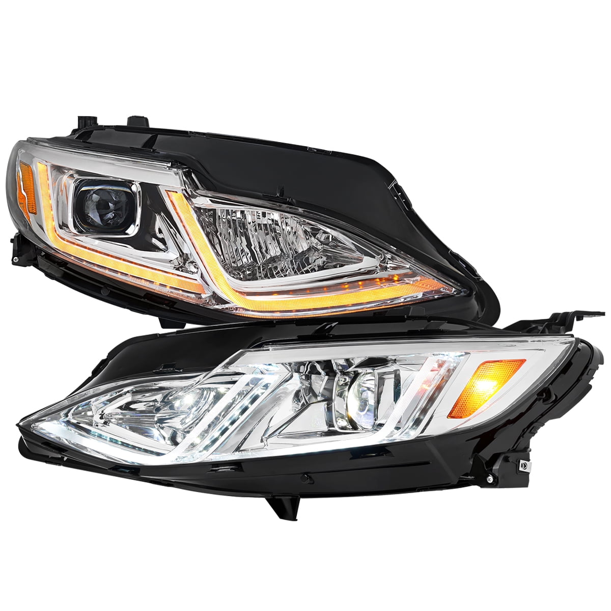 Spec-D Tuning FULL LED Chrome Projector Headlights w/Switchback and Sequential Turn Signals and ...
