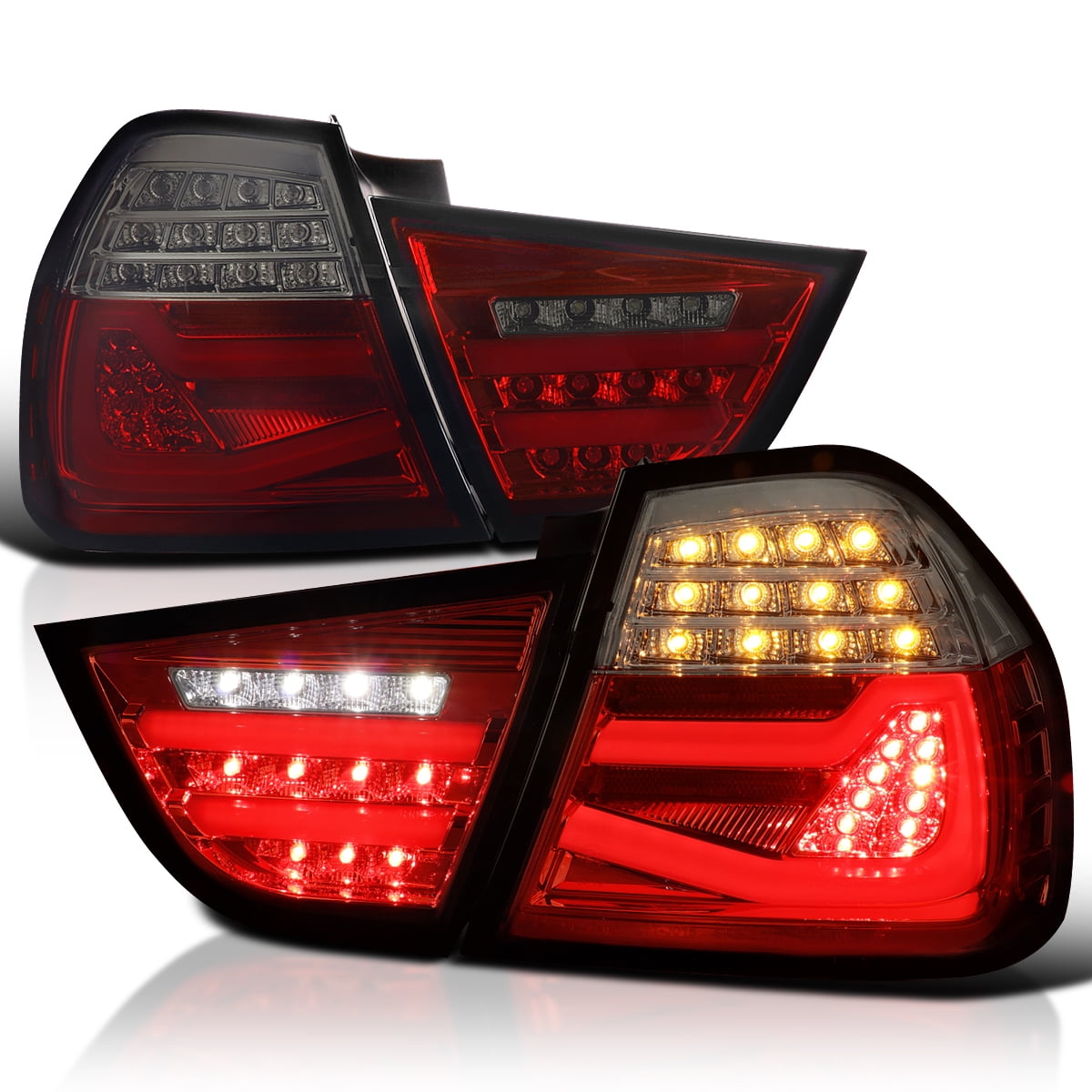 Spec-D Tuning Full LED Chrome Red/Smoke Tail Lights w/Fiber Optic ...