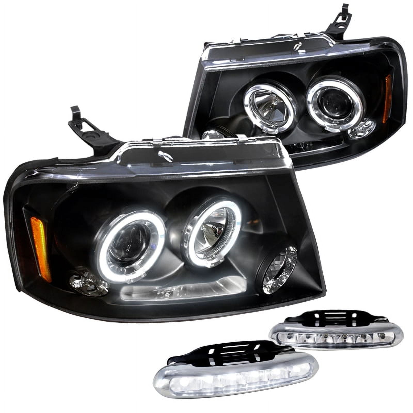 Spec-D Tuning Glossy Black Halo LED Projector Headlights LED Pair ...