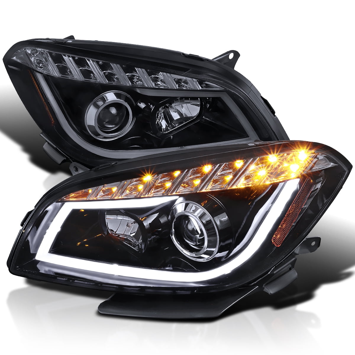 Spec-D Tuning Black Smoke LED Tube Projector Headlights Compatible with ...