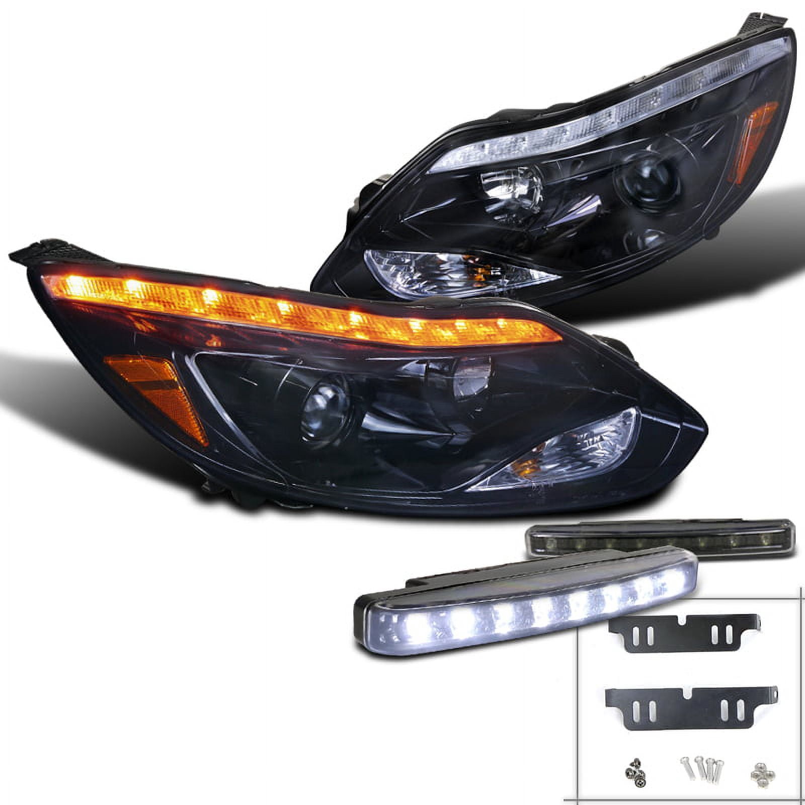 Spec-D Tuning Glossy Black LED Signal Projector Headlights + 8-LED ...