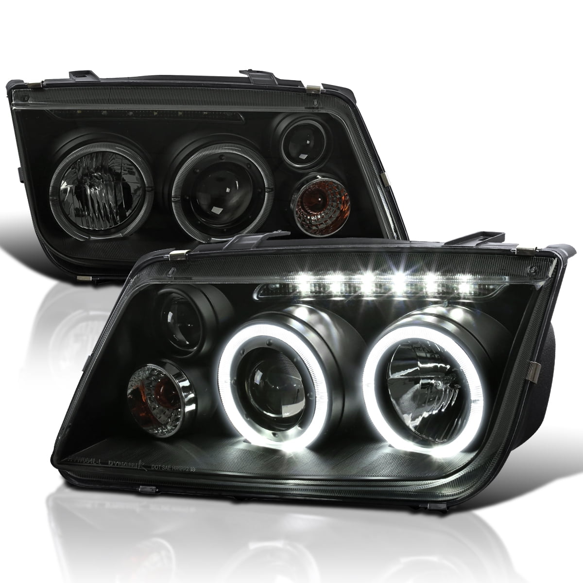 Spec-D Tuning Glossy Black R8 Style Projector Headlights w/ Fog Lamps ...
