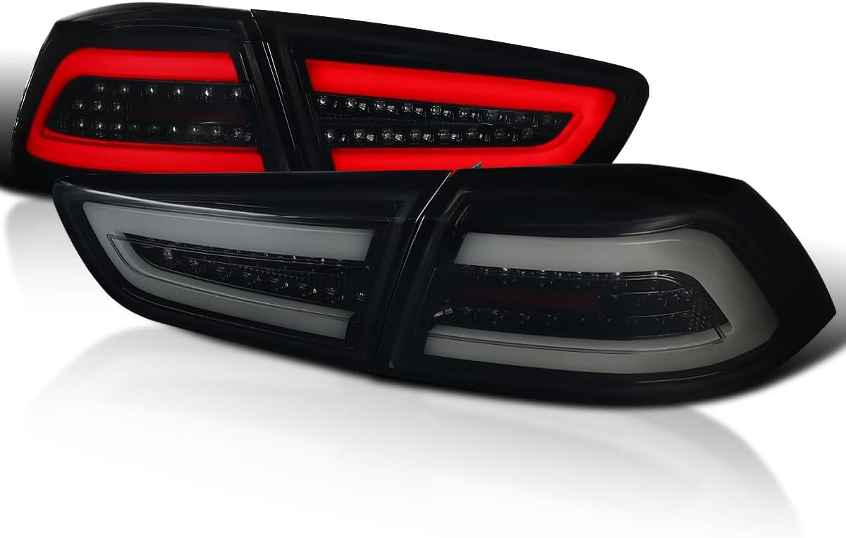 Spec-D Tuning Glossy Black Smoke LED Bar Tail Lights Compatible with ...