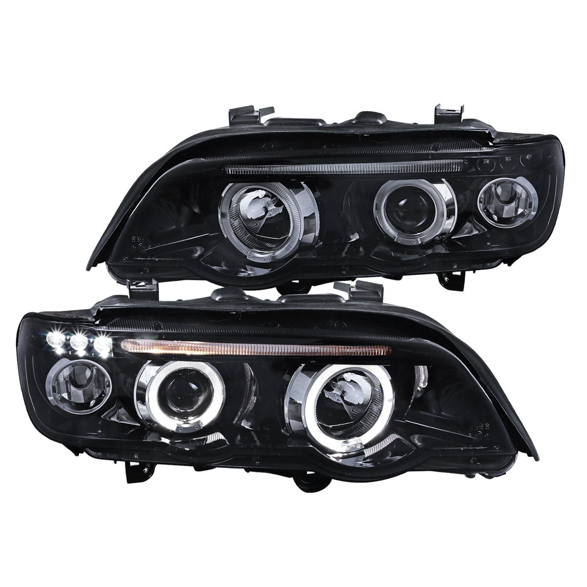Spec-D Tuning Glossy Black Smoke LED Dual Halo Projector Headlights ...