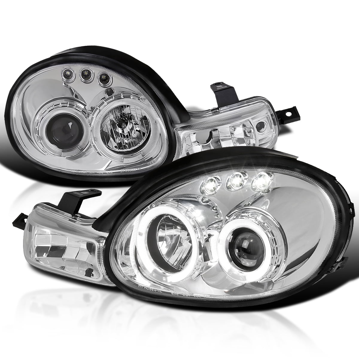 Spec-D Tuning Halo Chrome Housing Clear Lens Projector Headlights ...