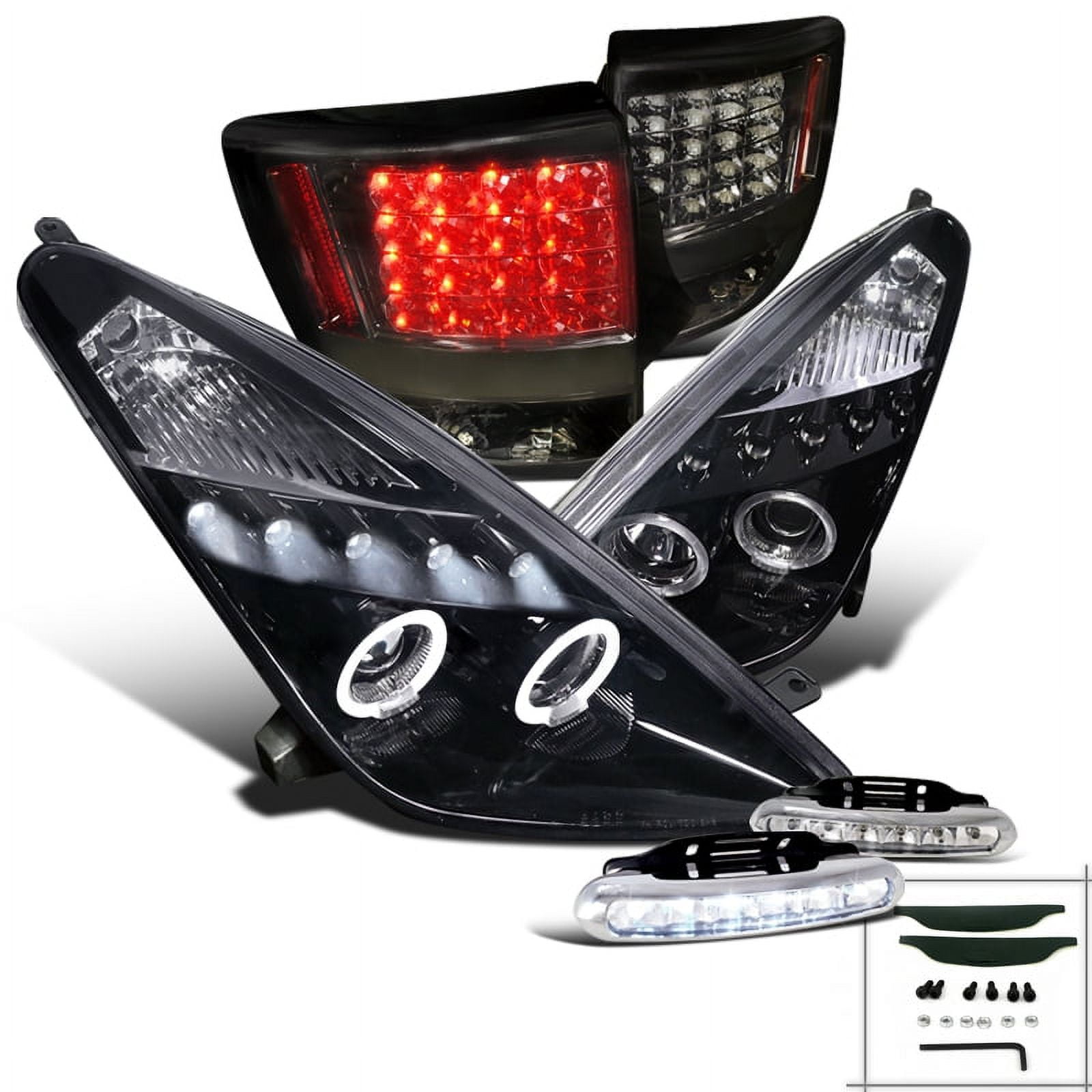 Spec-D Tuning Halo Glossy Black Projector Headlights + Smoke Tail Lamps ...