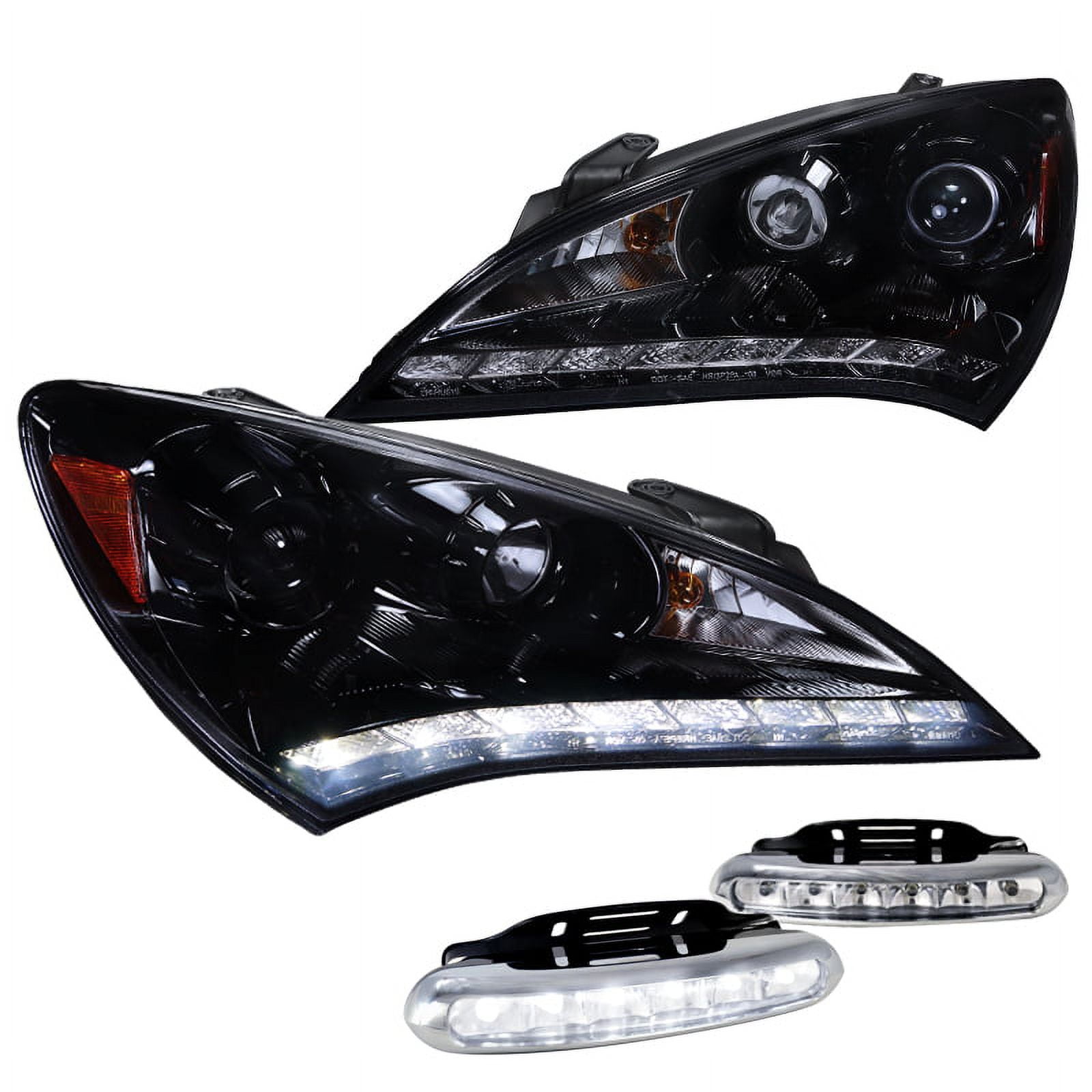 Spec-D Tuning Halo LED Glossy Black Projector Headlights LED Fog Lights ...