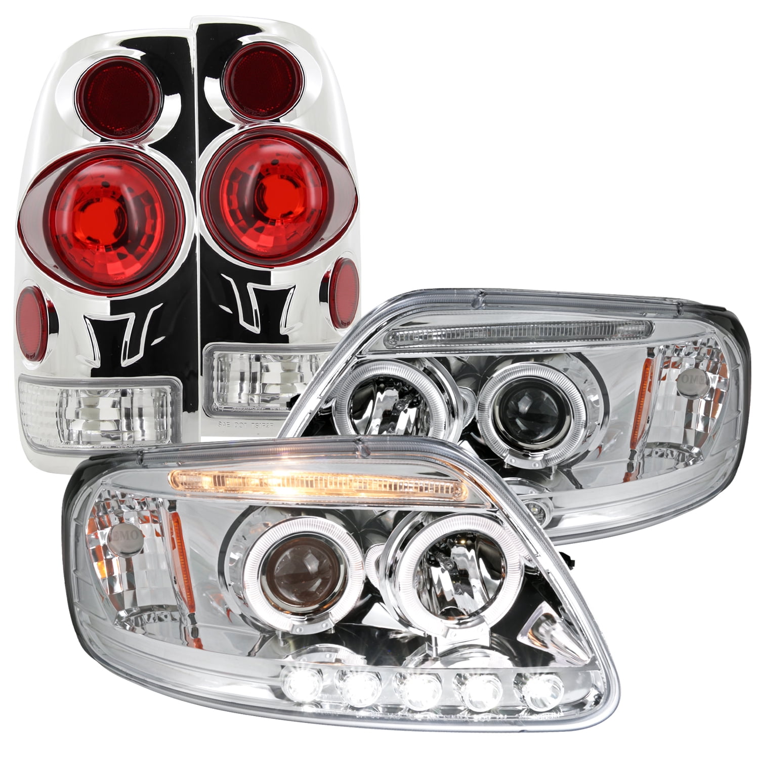 Spec-D Tuning Halo Projector Clear LED Headlight + Euro 3D-Style Tail ...