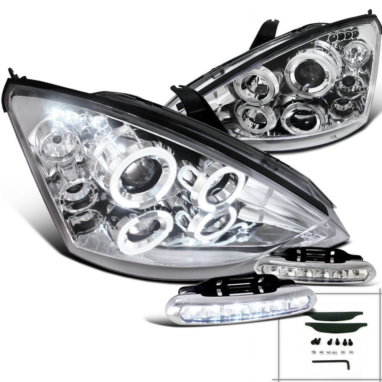 Spec-D Tuning Halo Projector Headlights Chrome + Front LED Fog Lamps ...