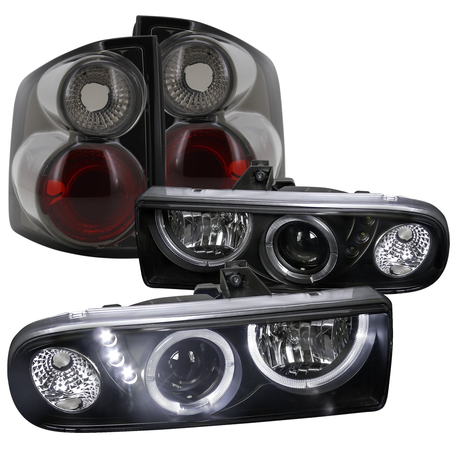 Spec-D Tuning Halo jet Black Projector Headlights + Black LED Fog ...