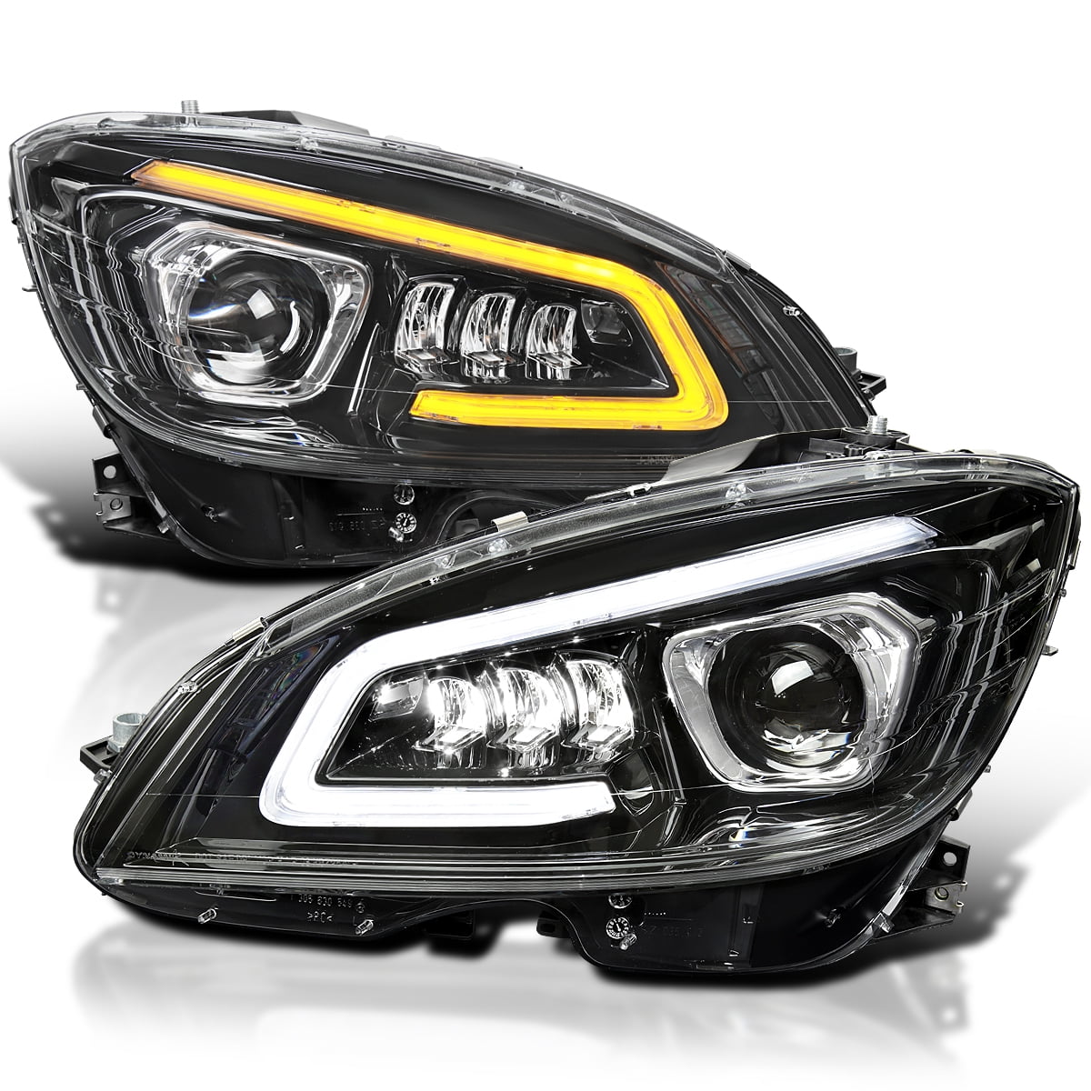 Spec-D Tuning Jet Black Full LED Projector Headlights w/ Sequential ...