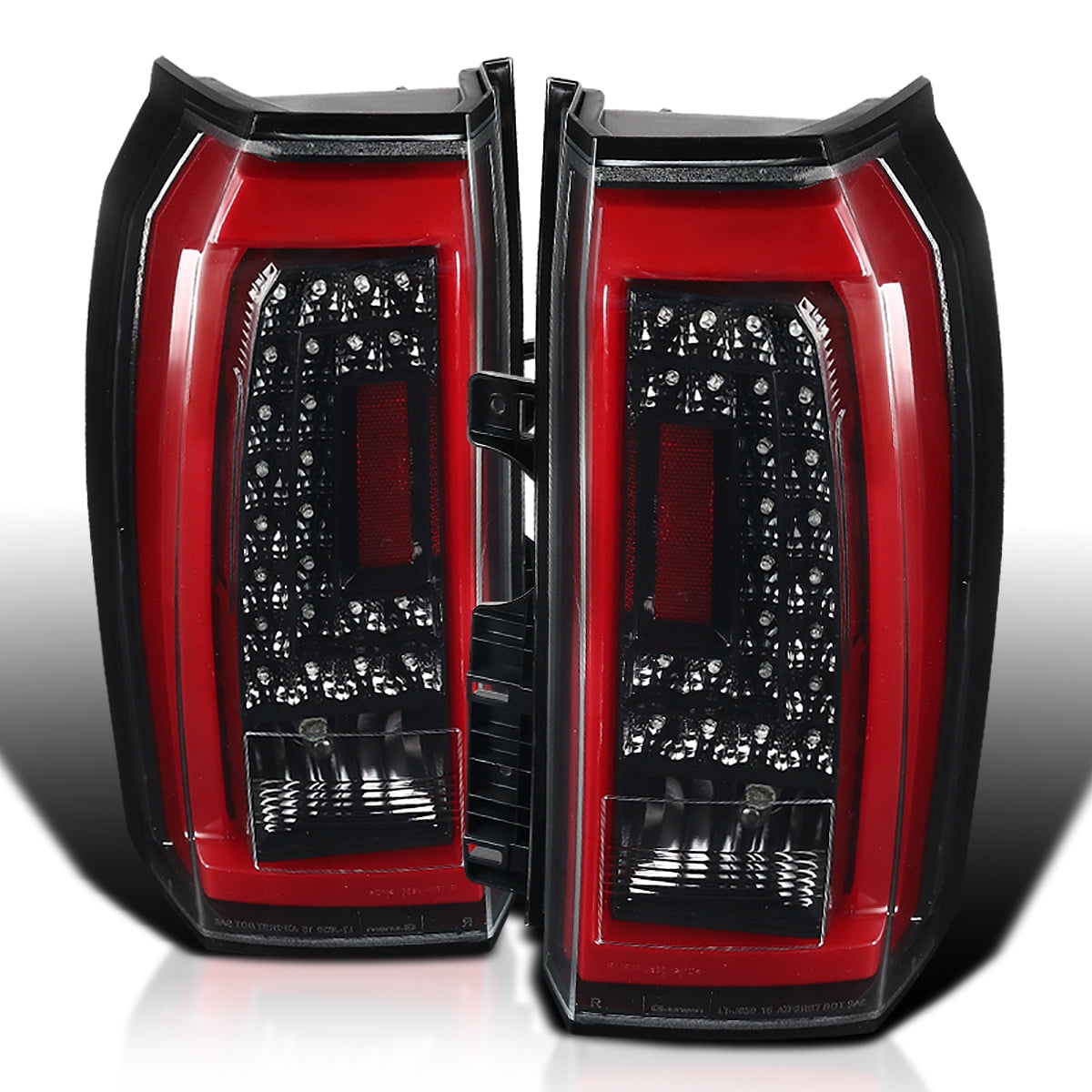 Spec-D Tuning Jet Black Housing Red LED Bar Tail Lights Compatible with ...