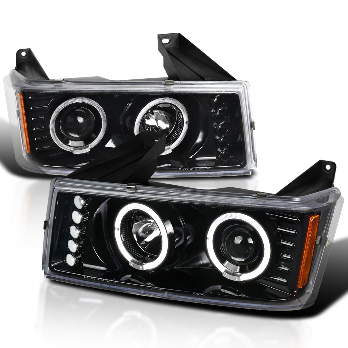 Spec-D Tuning Jet Black LED Halo Projector Headlights Compatible with ...