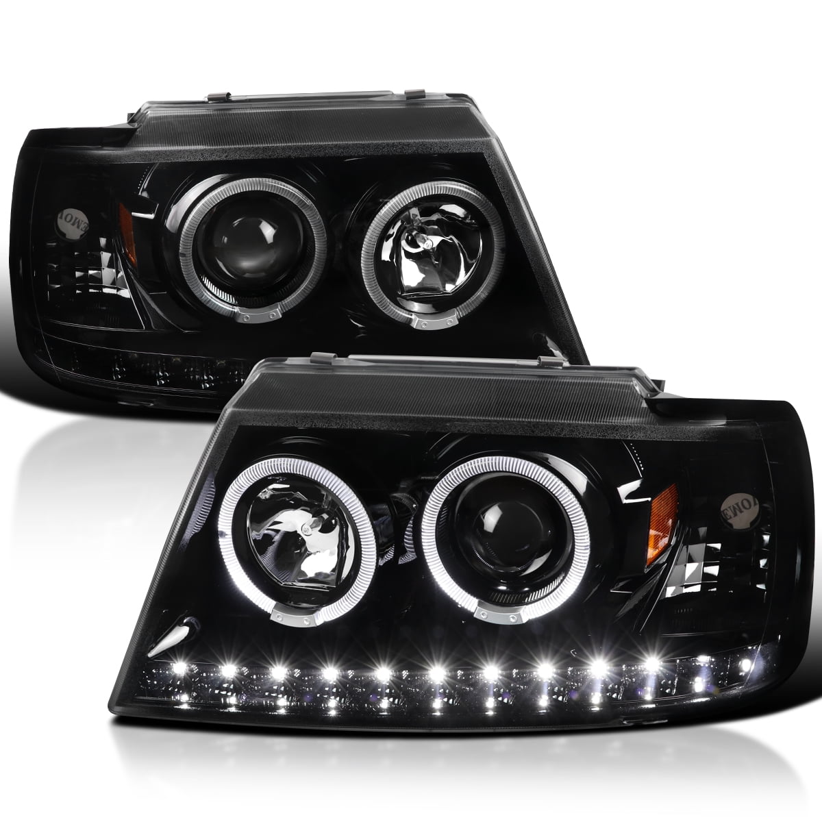 Spec-D Tuning Jet Black LED Halo Projector Headlights for 2002-2005 ...