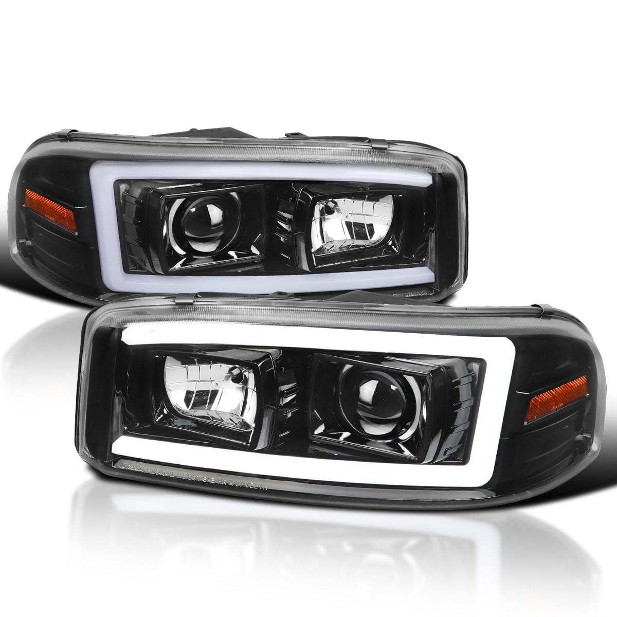 Spec-D Tuning Jet Black LED Light Tube Projector Headlight Compatible ...