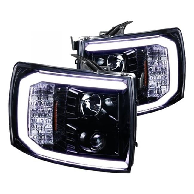 Spec D Tuning LED Bar Projector Head Lights for 2007-2013 Chevy Silverado - Glossy Black with ...