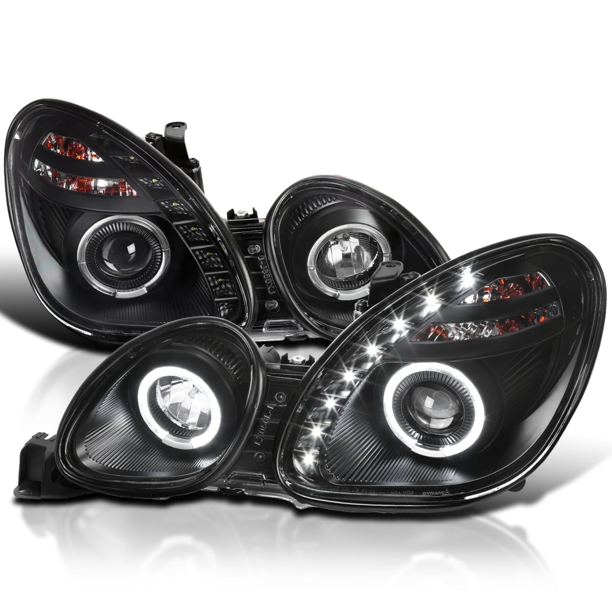 Spec-D Tuning LED Halo Black Projector Headlights Compatible with 1998 ...