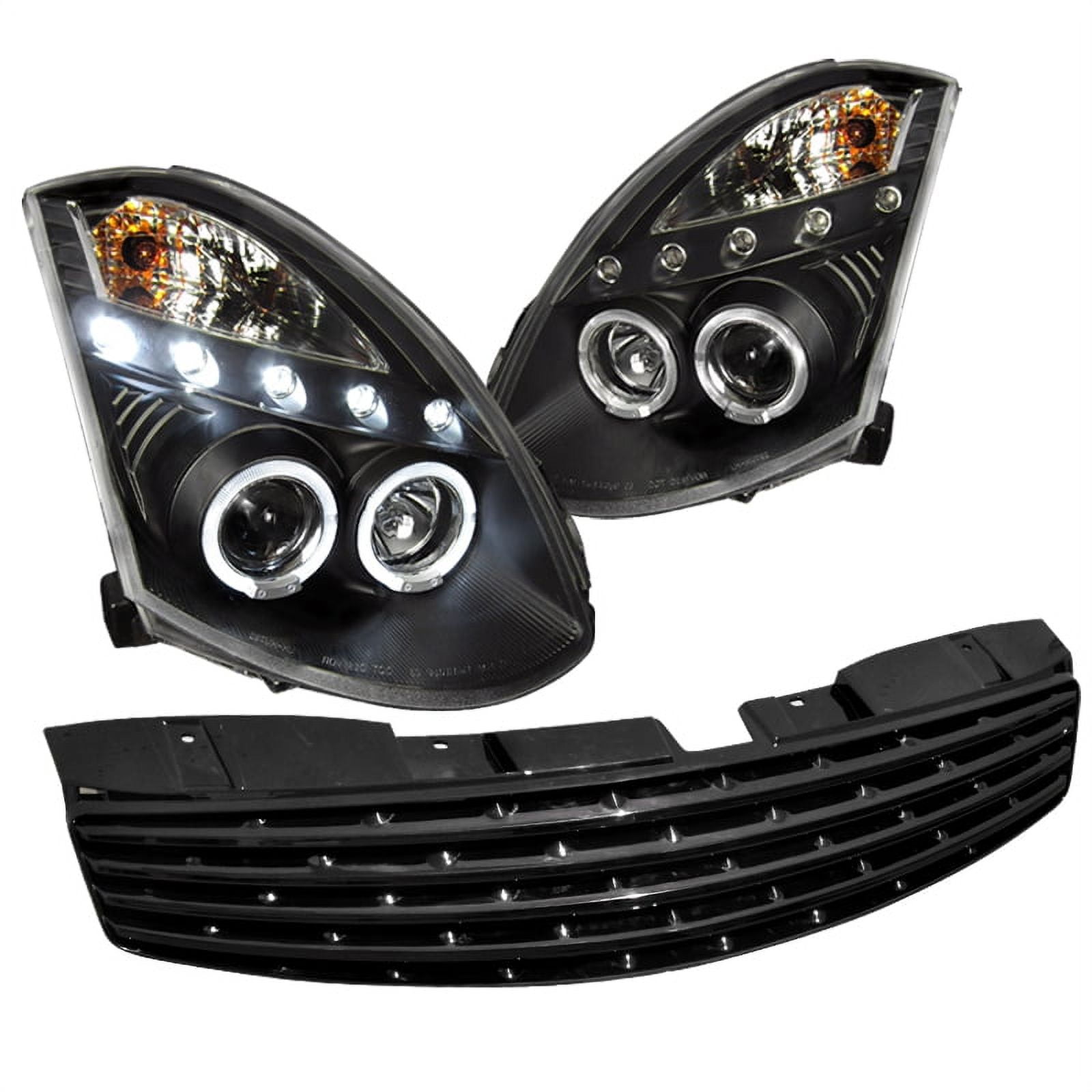 Spec-D Tuning LED Halo Black Projector Headlights Grille Compatible ...