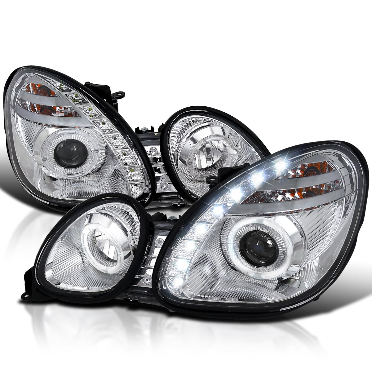 Spec-D Tuning Chrome Projector Headlights with LED Halo for Lexus GS300 ...