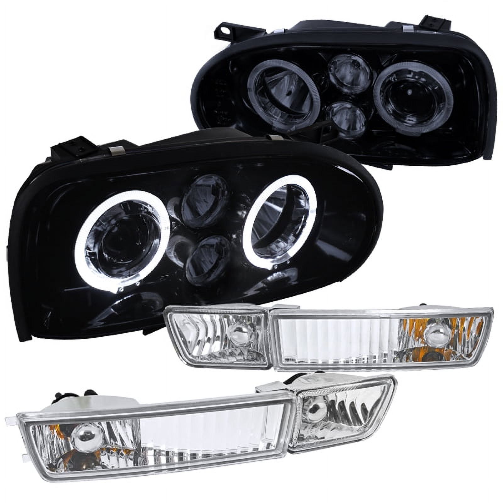 Spec-D Tuning LED Halo Projector Headlights + Abs Honeycomb Hood Grill ...