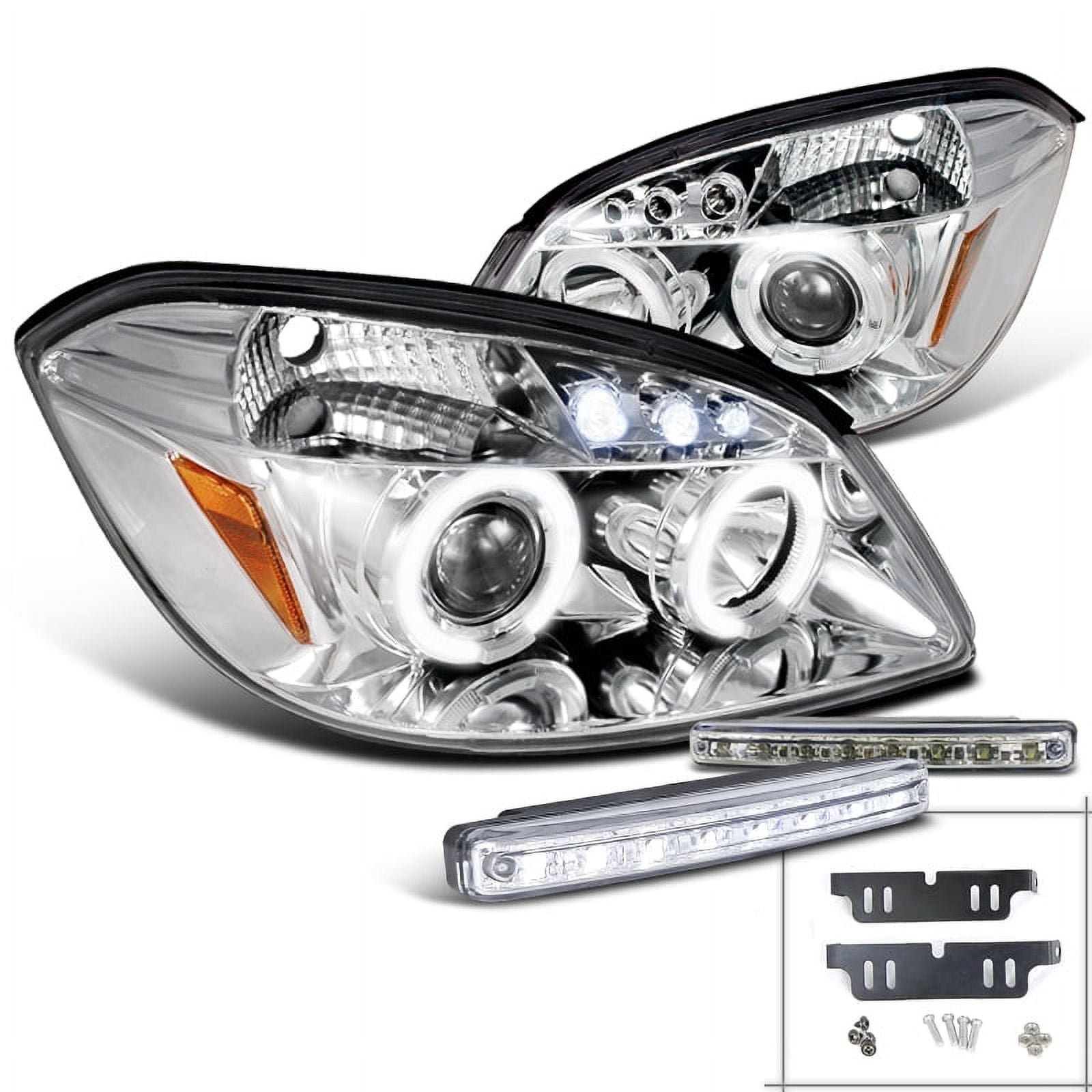 Spec-D Tuning LED Halo Projector Headlights Chrome + 8-LED Bumper ...