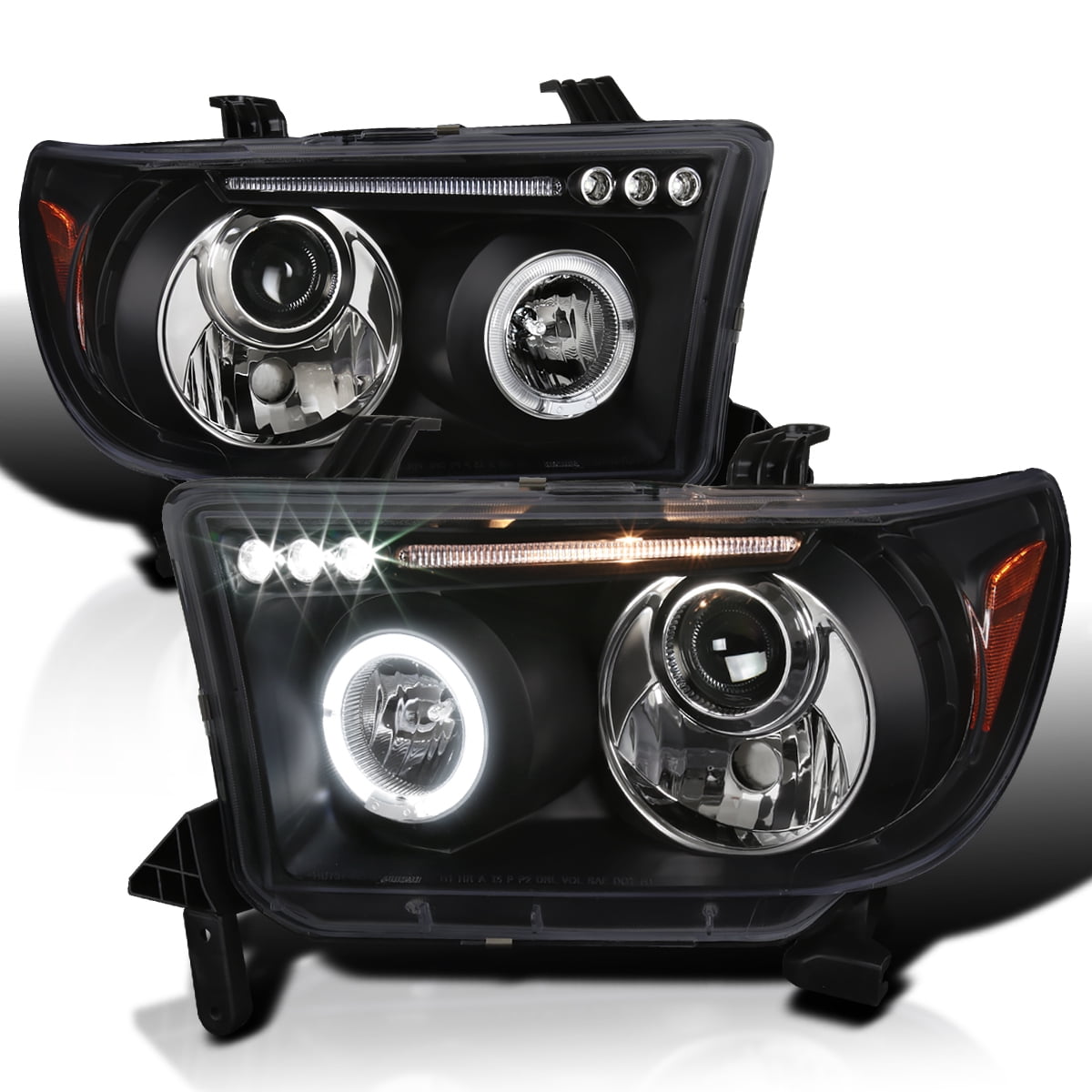 Spec-D Tuning LED Halo Projector Headlights Black for 2007-2013 Toyota ...