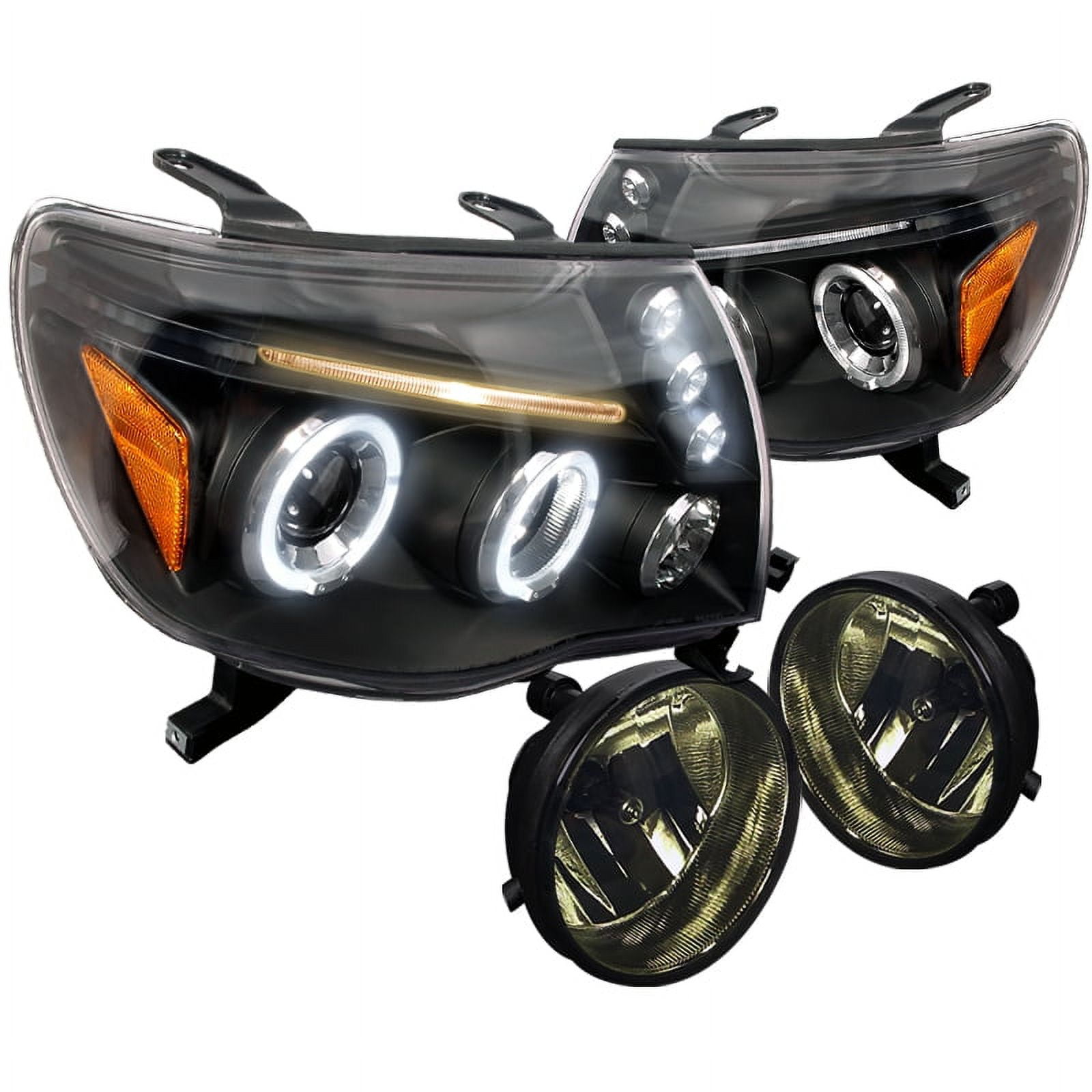 Spec-D Tuning LED Halo jet Black Projector Headlights Mesh Hood Grille ...