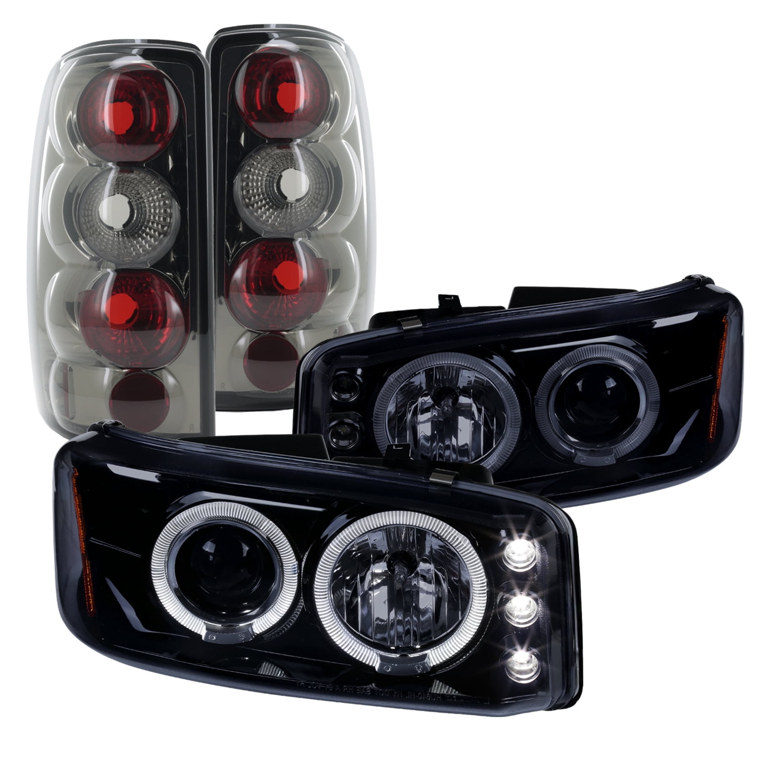 Spec-D Tuning LED Signal Glossy Black Projector Headlights + LED Fog ...