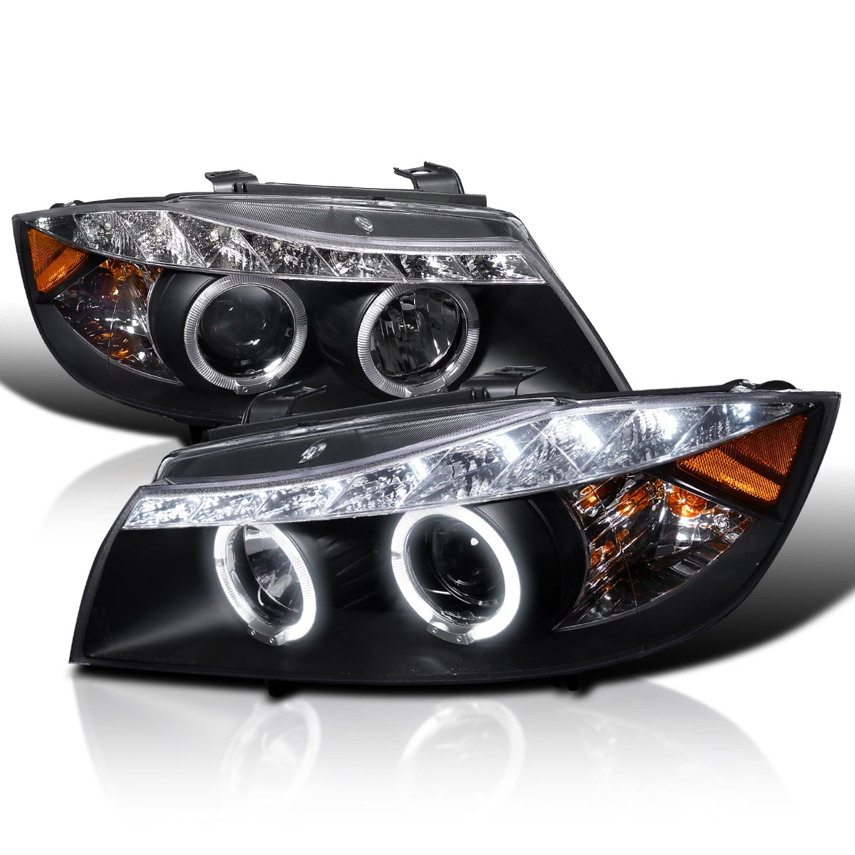 Spec-D Tuning Black Projector Headlights with LED Strip for 2006-2008 ...