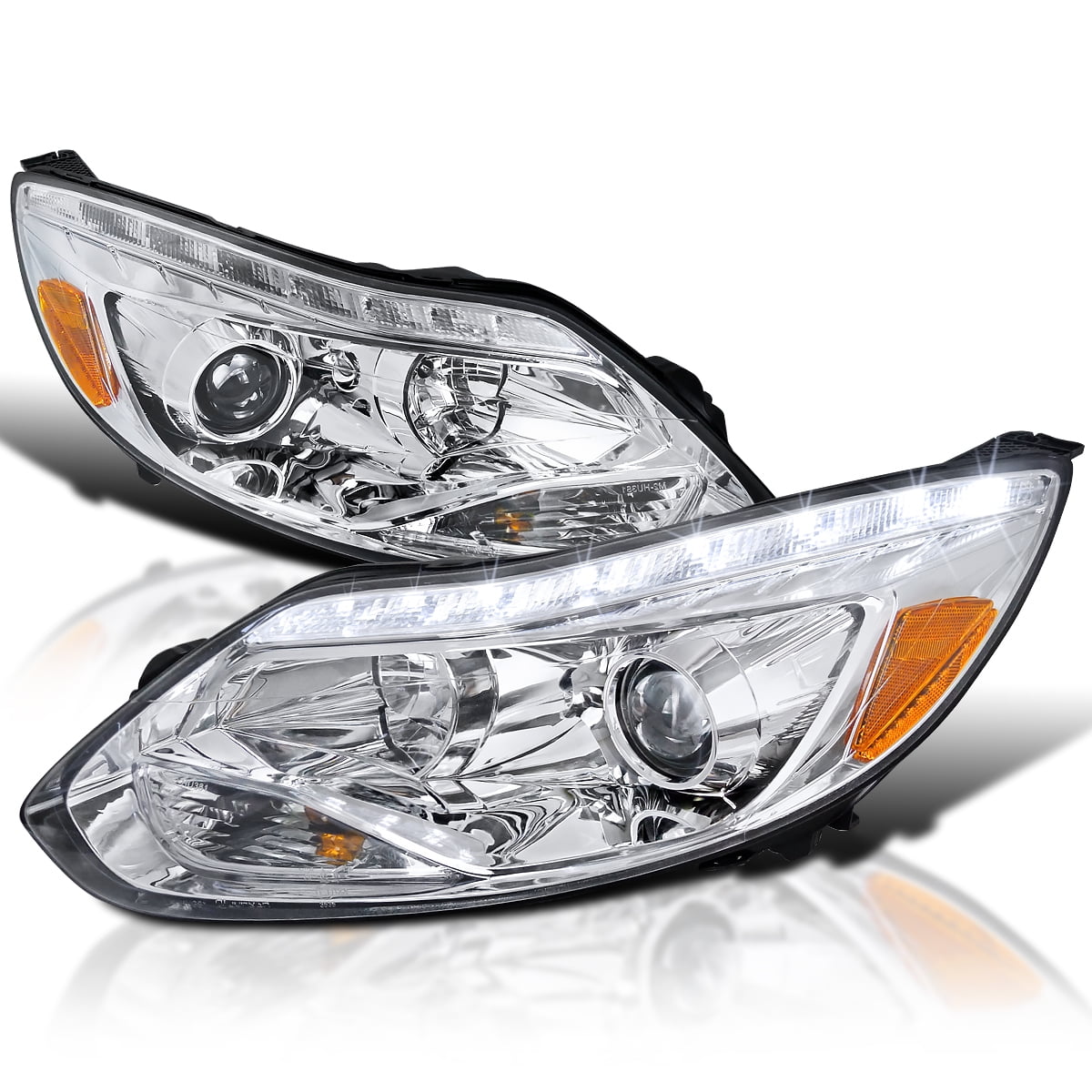 Spec-D Tuning LED Projector Headlights, Chrome Housing, Clear Lens for ...
