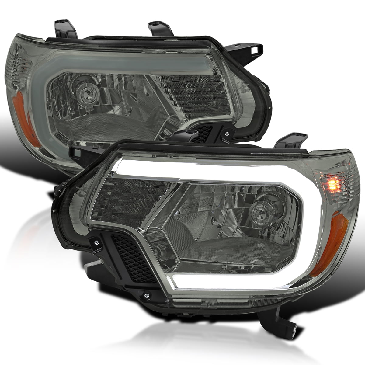 Spec-D Tuning Light Smoke Headlights with LED Strip Compatible with ...