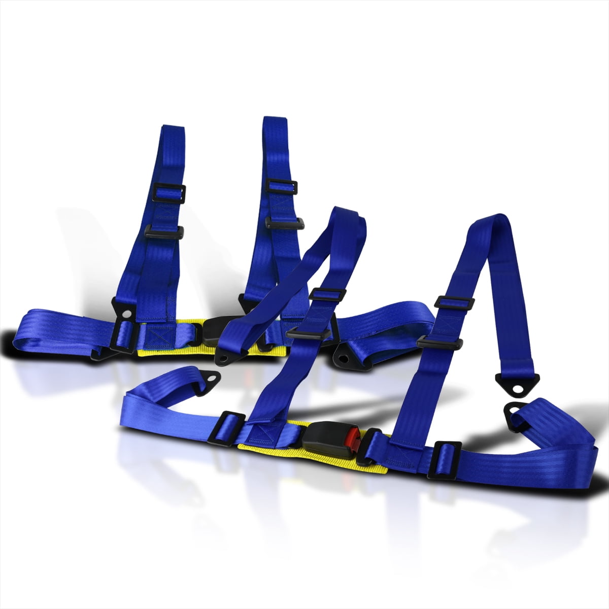 Spec-D Tuning Pair Black Racing Seat Belts 4 Point Harness Universal ...