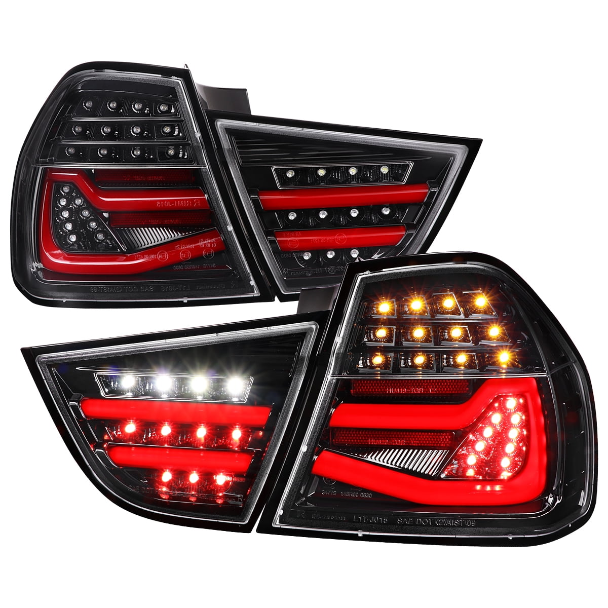 Spec-D Tuning Full LED Jet Black Tail Lights w/Fiber Optic Parking ...